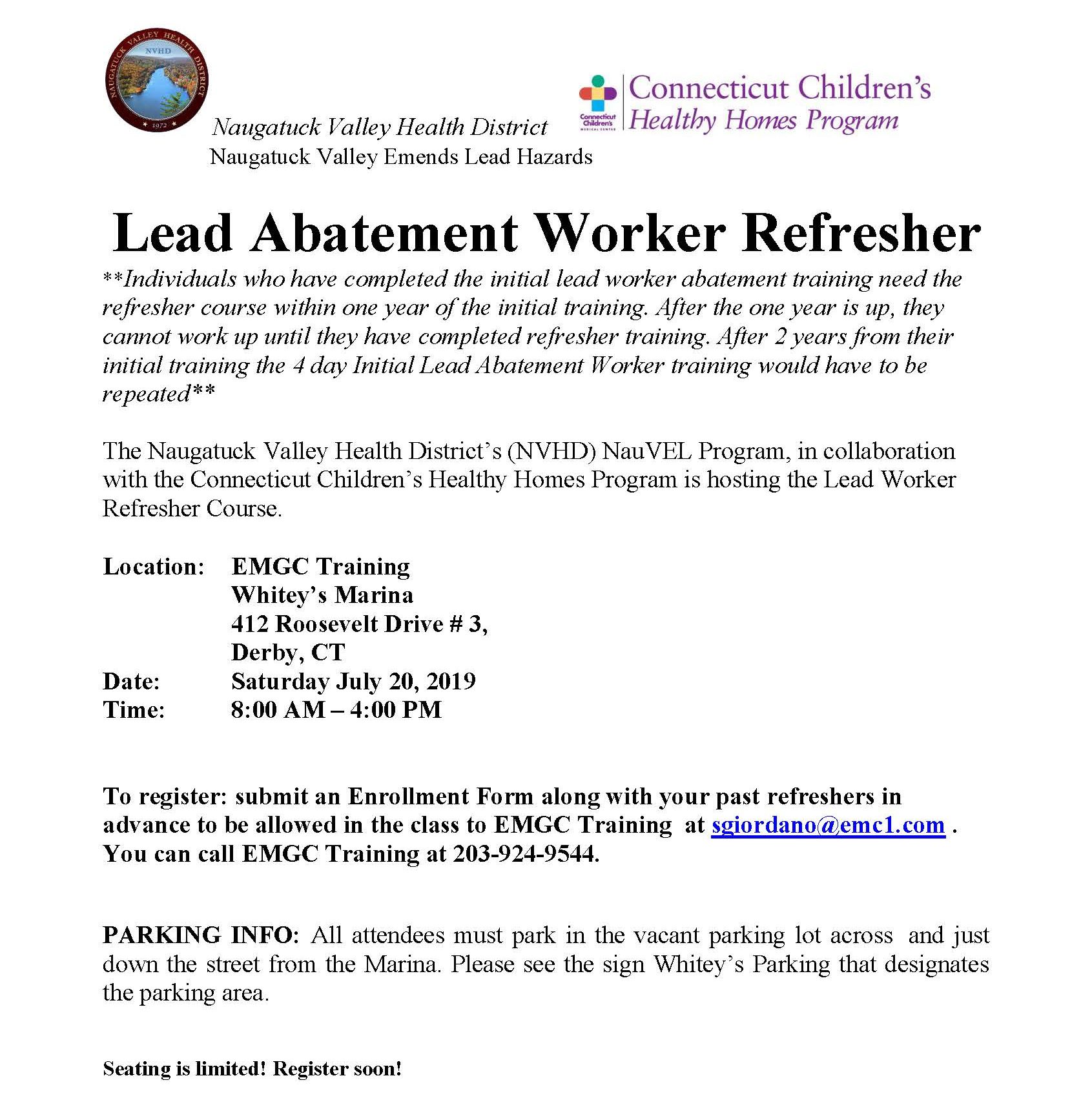 Lead Worker Training Courses - Naugatuck Valley Health District