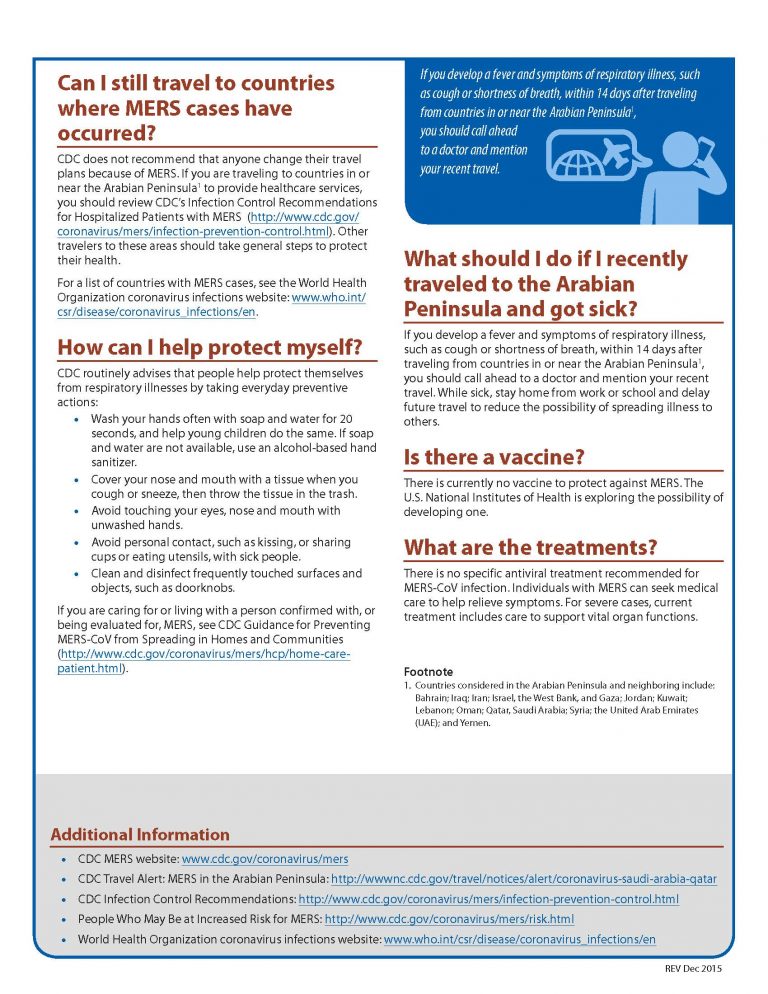Middle East Respiratory Syndrome (MERS) - Naugatuck Valley Health District