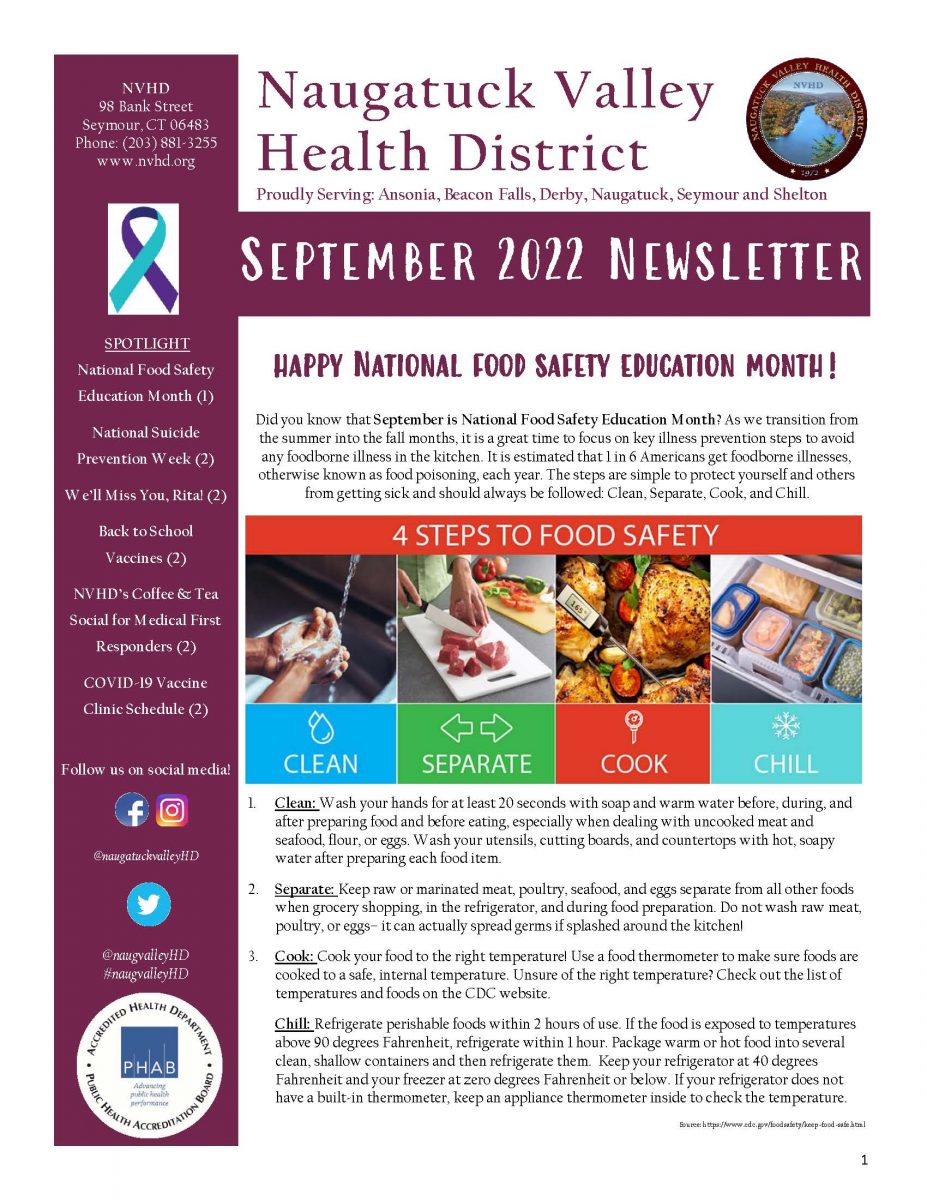 September 2022 Newsletter - Naugatuck Valley Health District September 2022 Newsletter - Naugatuck Valley Health District