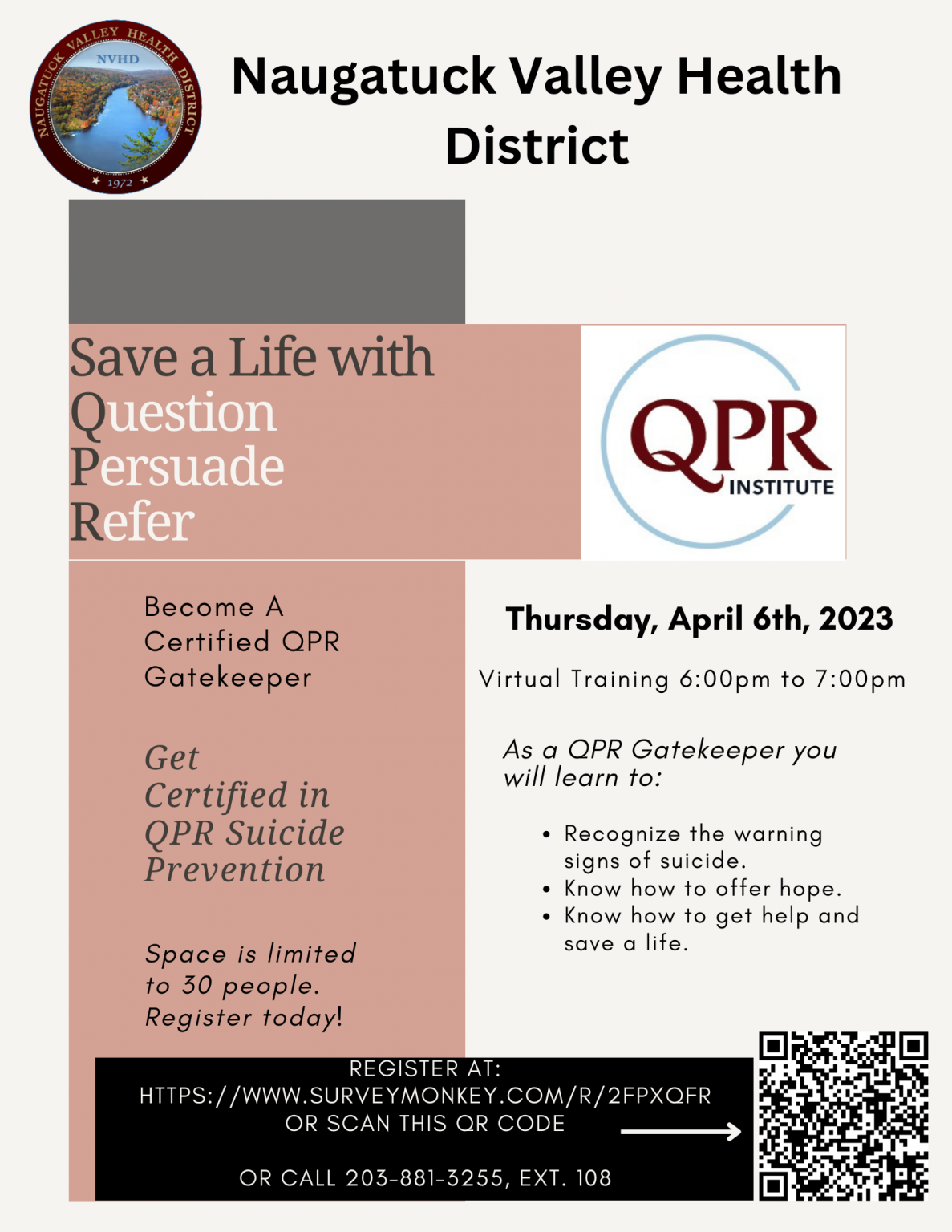 Question, Persuade, Refer (QPR) Suicide Prevention Training - Naugatuck ...