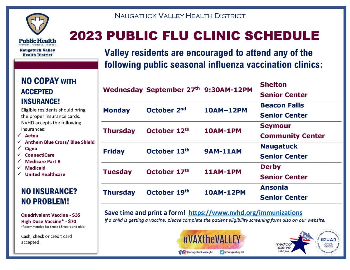 2023 Flu Clinic Schedule - Naugatuck Valley Health District